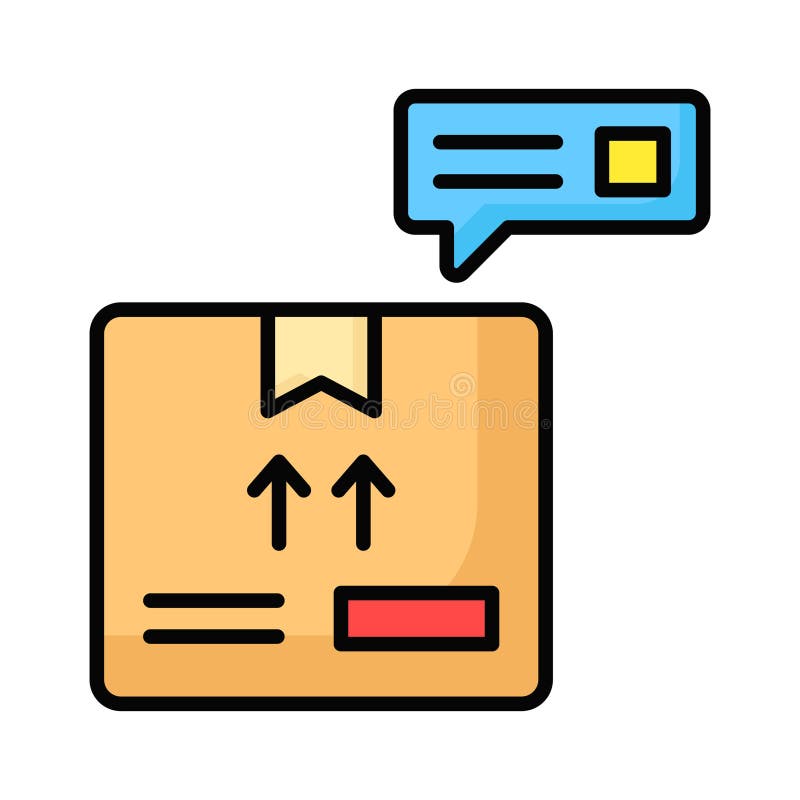 Cardboard with Chat Bubble Concept Icon of Order Fulfillment, Package ...