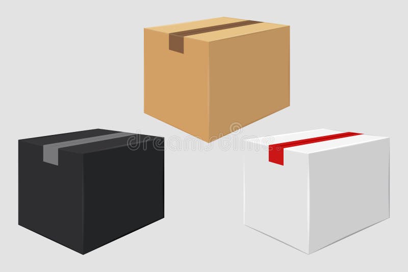 Cardboard Close Box. Side View Stock Vector - Illustration of brown ...