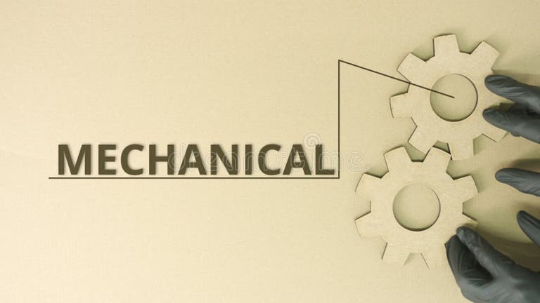 Cardboard Cogwheels and Mechanical Text Stock Photo - Image of hands ...