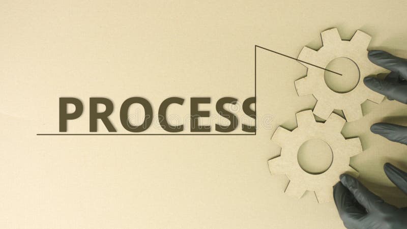 Cardboard Cogwheels and Process Text Stock Photo - Image of desk ...