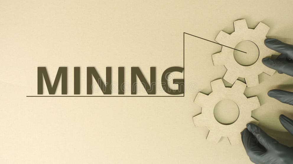 Cardboard Cogwheels and Mining Text Stock Photo - Image of paper, hands ...