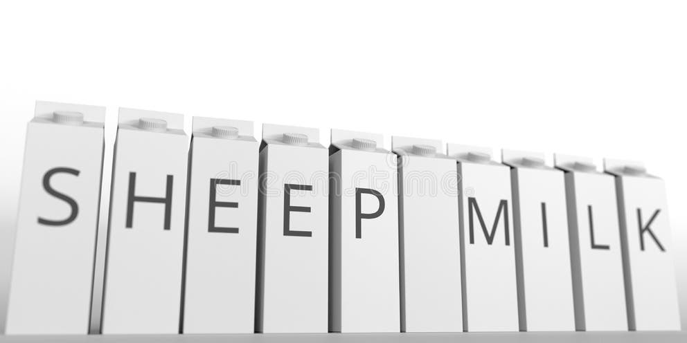 Paper Boxes with SHEEP MILK Text. 3D Rendering Stock Illustration ...