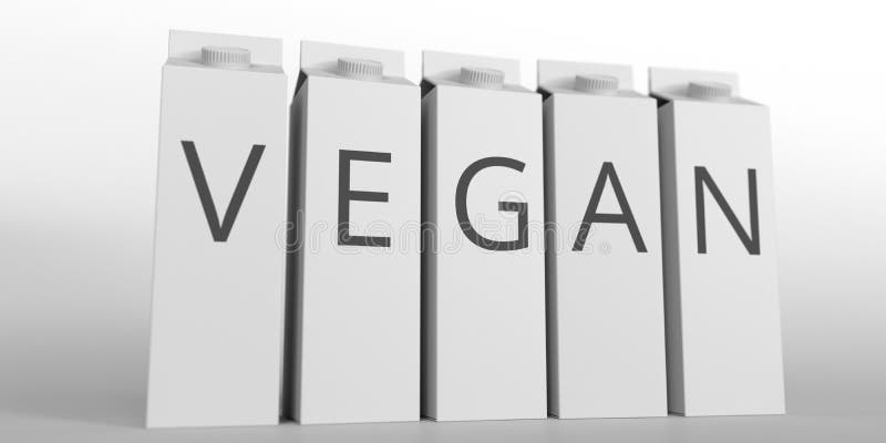 Paper Boxes with VEGAN Text. 3D Rendering Stock Illustration ...