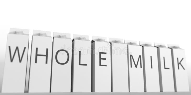 Paper Boxes with WHOLE MILK Text. 3D Rendering Stock Illustration ...