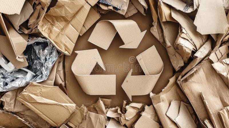 Cardboard with Cut-out Recycling Shape among Boxes Stock Illustration ...