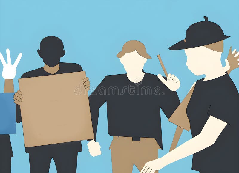 Cardboard Cutout Style People in a Crowd Illustration Clip Art Seq 1 of ...