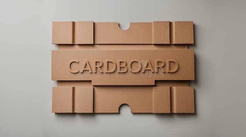 Cardboard Art Piece Highlighting Embossed Letters Against a Neutral ...