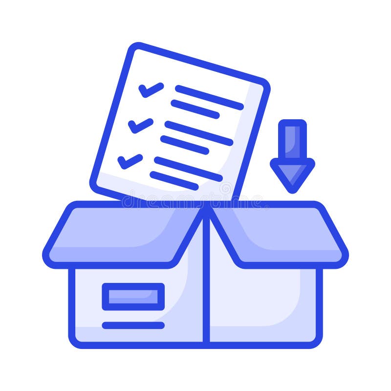 Cardboard Down Arrow Concept Icon of Order Fulfillment, Package ...
