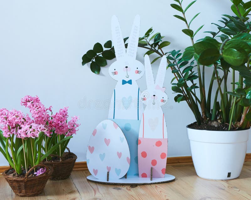 Cardboard Easter Bunnies. Easter Decor for Party Stock Photo - Image of ...