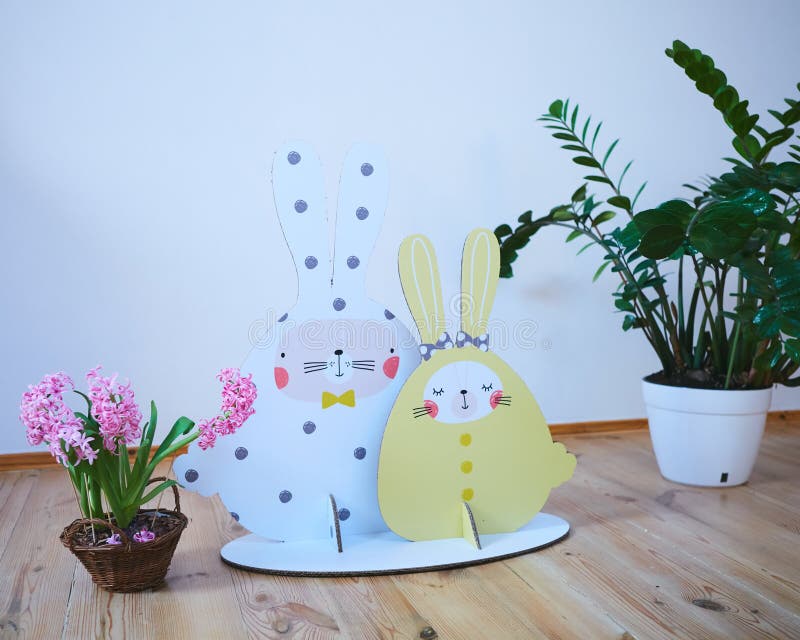 Cardboard Easter Bunnies. Easter Decor for Party Stock Image - Image of ...
