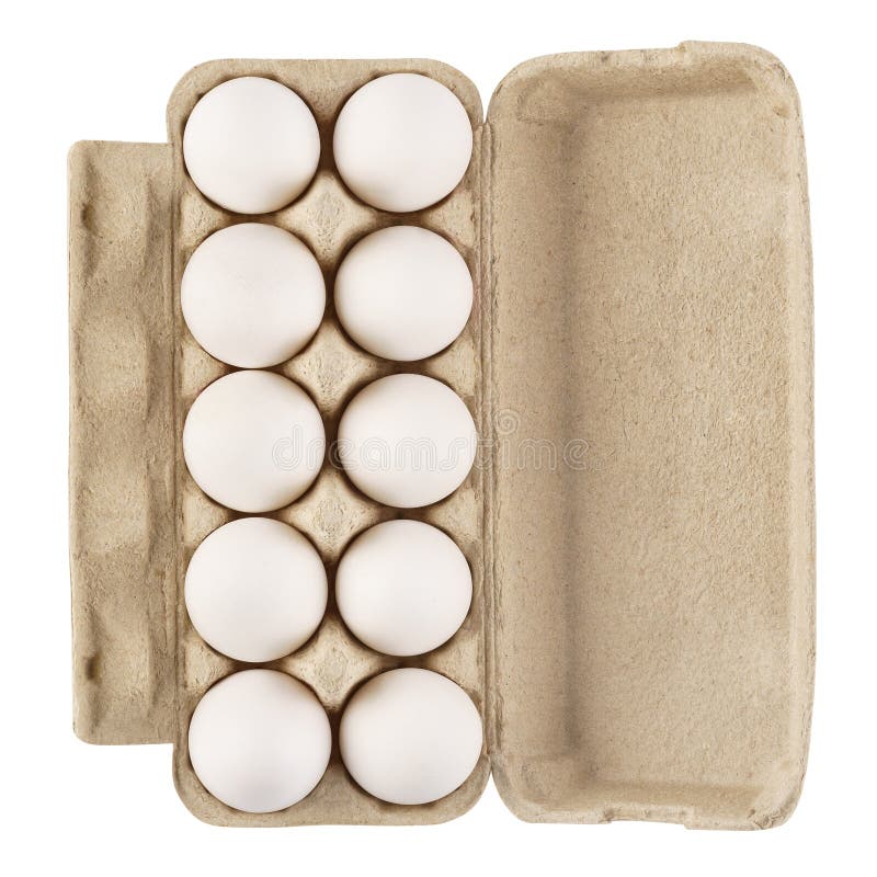 Cardboard Egg Box with Ten Eggs. Isolated Stock Photo - Image of pack ...