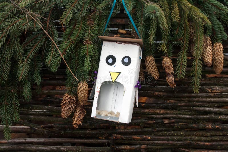 Cardboard Feeder Birds Made Kids Stock Photos - Free & Royalty-Free ...