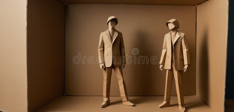 Cardboard Figures in Suits Inside Box Stock Photo - Image of shadow ...