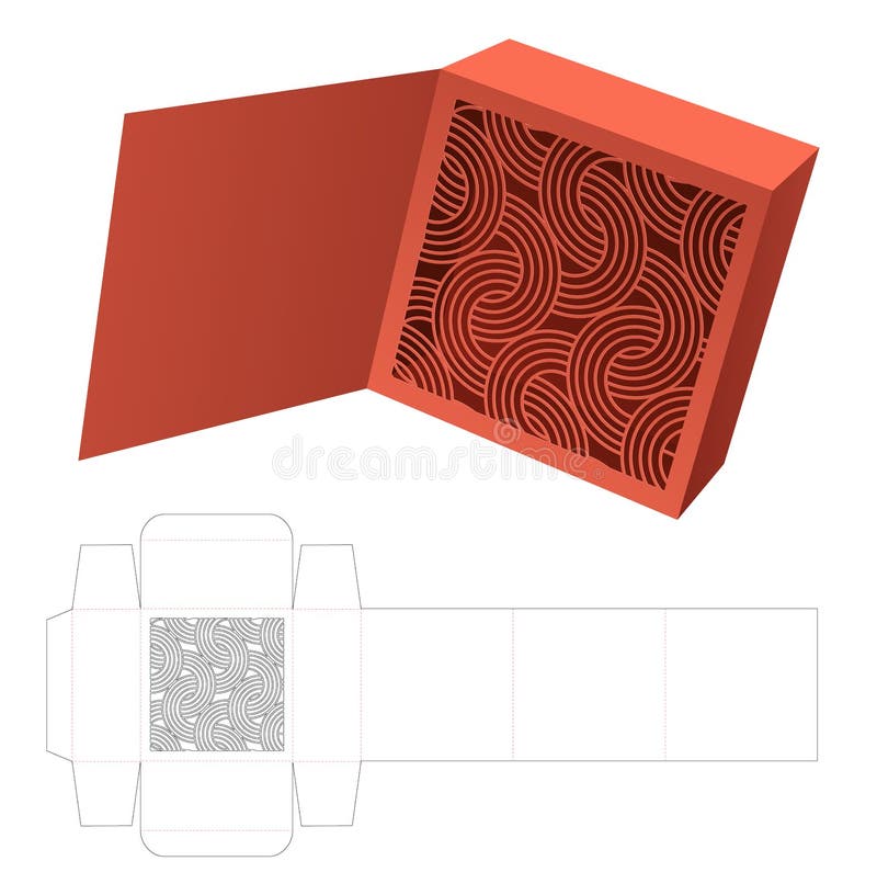 Flip Box with Hidden Stenciled Pattern Die Cut Template and 3D Mockup ...