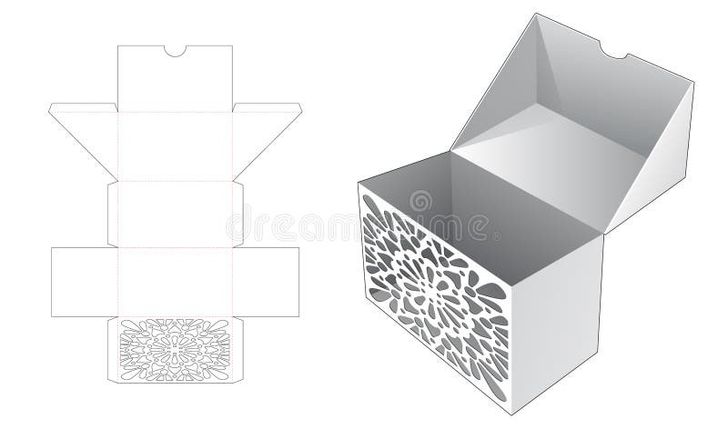 Flip Box with Hidden Stenciled Pattern Die Cut Template and 3D Mockup ...