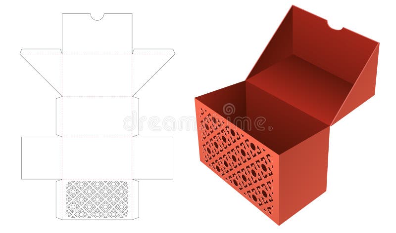 Flip Box with Hidden Stenciled Pattern Die Cut Template and 3D Mockup ...