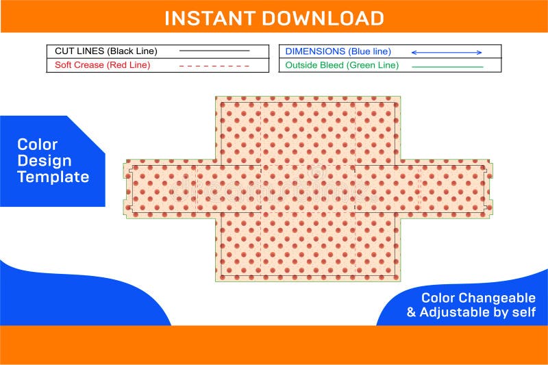 Cardboard Folding Handle Box Stenciled Pattern Die Cut Template and 3D ...