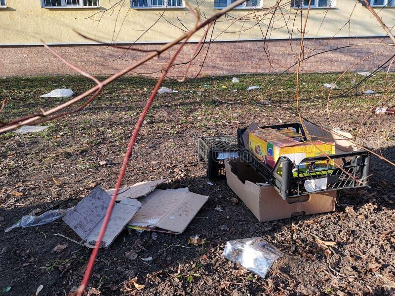 Cardboard Garbage on the Ground. Editorial Stock Photo - Image of ...
