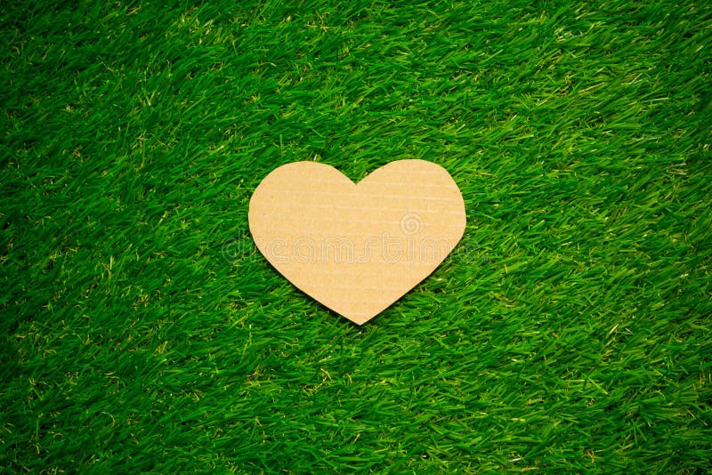 Cardboard Heart on the Grass Stock Image - Image of innovation ...