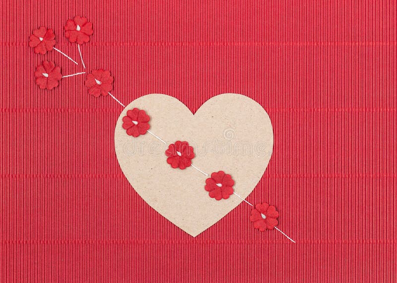 Cardboard Heart with Paper Flower Arrow Stock Photo - Image of color ...