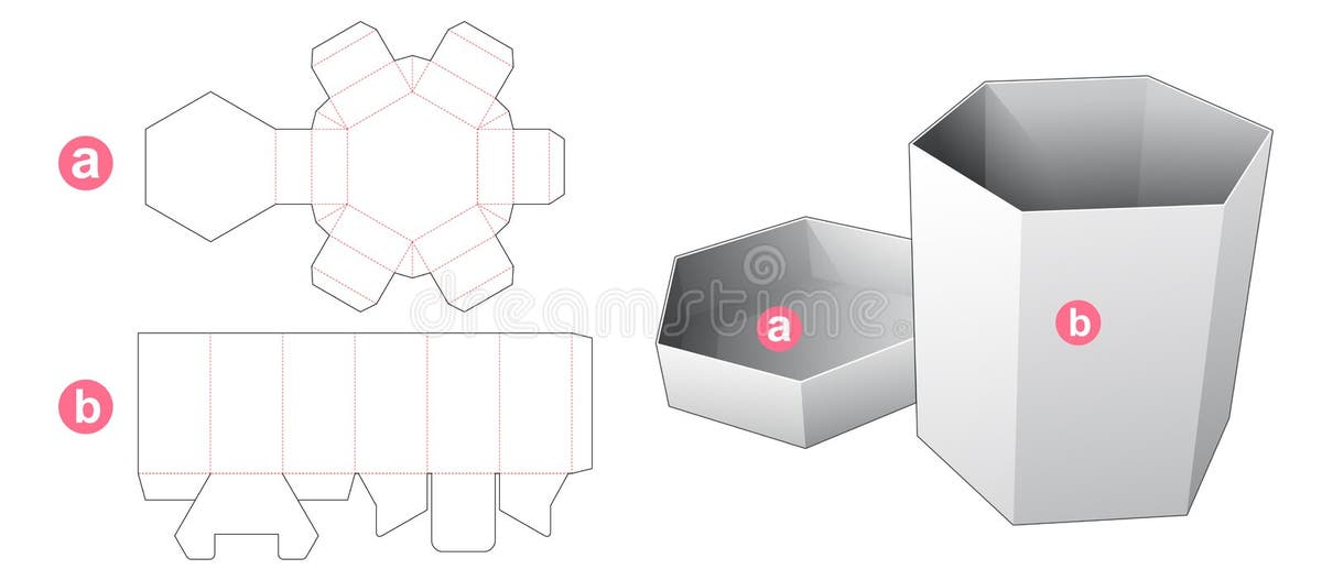 Hexagonal Box Die Cut Pattern Stock Illustrations – 295 Hexagonal Box ...