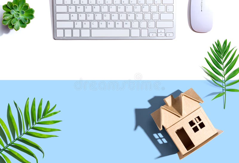 Cardboard House with Computer Keyboard Stock Image - Image of minimal ...