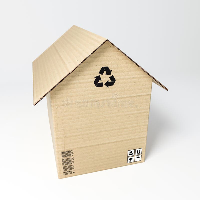 Cardboard house stock illustration. Illustration of isolated - 78735352