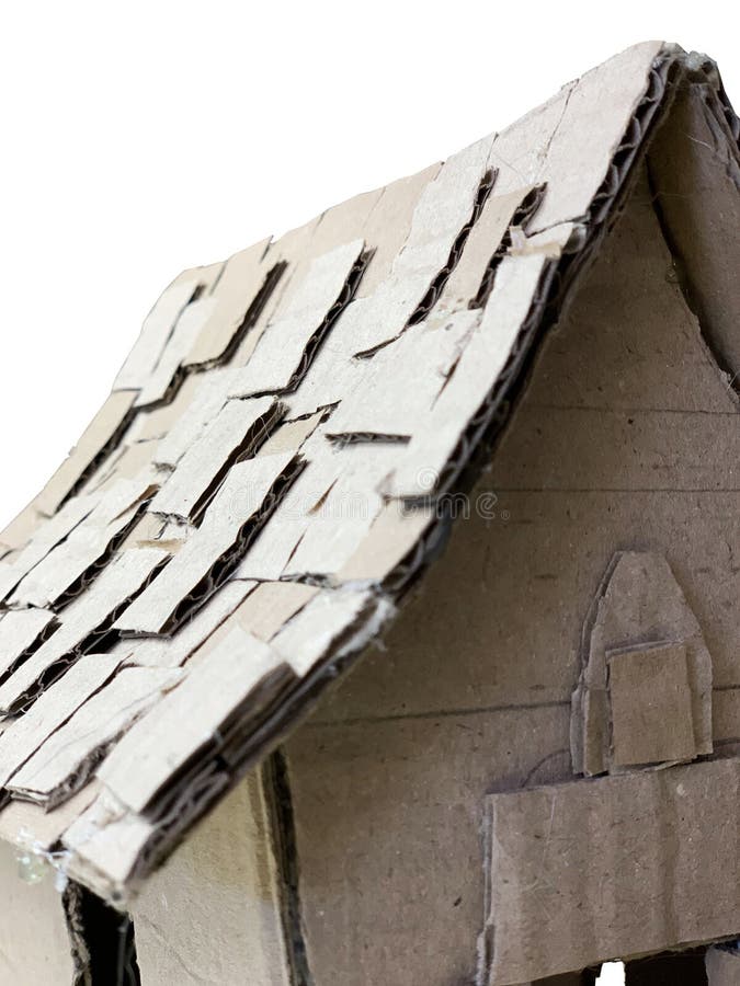 Cardboard house isolated stock image. Image of cottage - 185342201