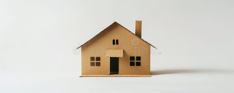 Cardboard House Model on White Background, Architectural Concept Stock ...