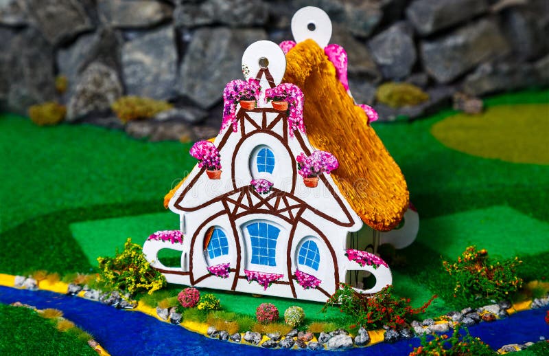 Cardboard House in a Toy Landscape Stock Image - Image of model ...