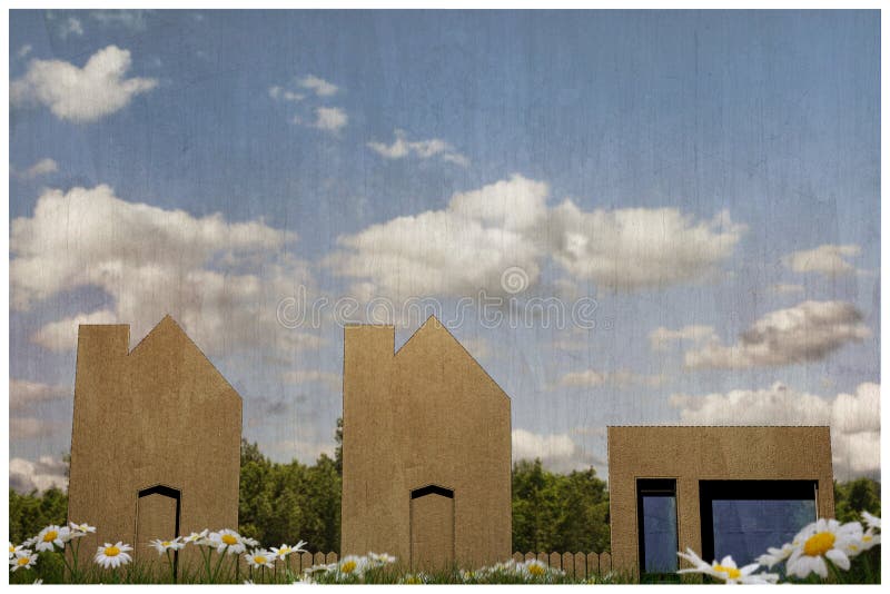 Cardboard House Isolated on White Background Stock Illustration ...