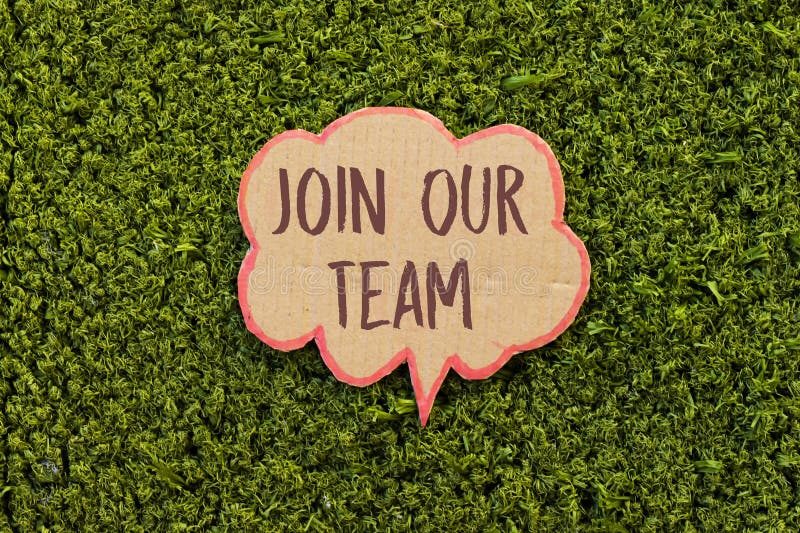 Cardboard with JOIN OUR TEAM Concept on Grass Stock Photo - Image of ...