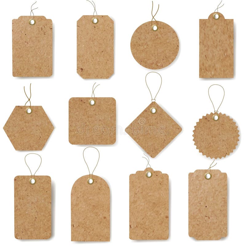 Cardboard Labels Set Isolated White Background Stock Vector ...