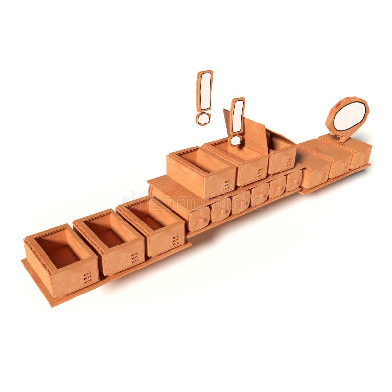 Cardboard Model with Assembly Line Stock Illustration - Illustration of ...