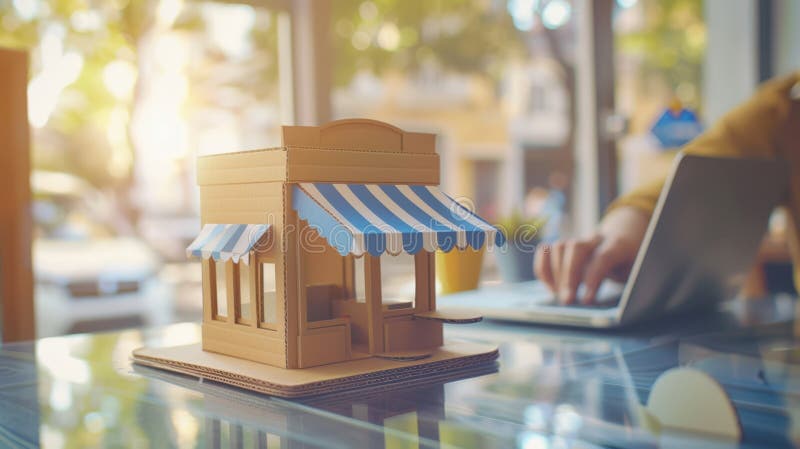 The Cardboard Shop Model.AI Generated Image Stock Image - Image of work ...