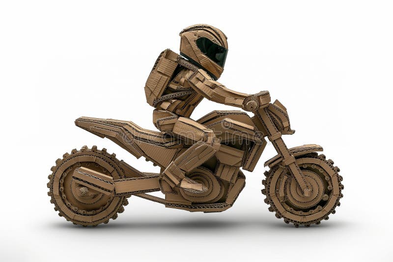 Cardboard Motorcycle Isolated on White Background Stock Image - Image ...