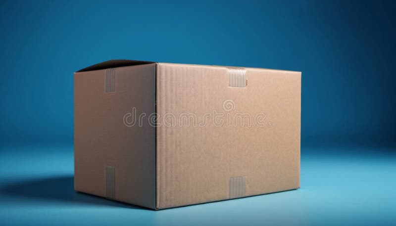 Cardboard Moving Box on Blue Background, Ai Generated, Ai Stock ...