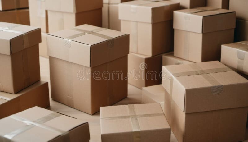 Cardboard Moving Boxes, Ai Generated, Ai Stock Illustration ...