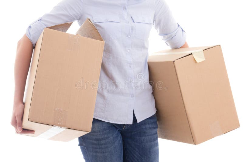 Too Heavy Boxes. Deliveryman Lying Covered with a Stack of Cardboard ...