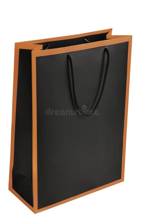 Cardboard Black Package with Orange Border Isolated on White Background ...