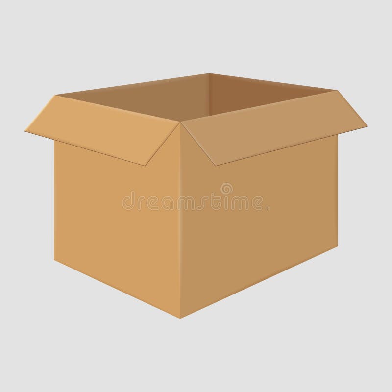 Cardboard Open White Box. Side View Stock Vector - Illustration of ...