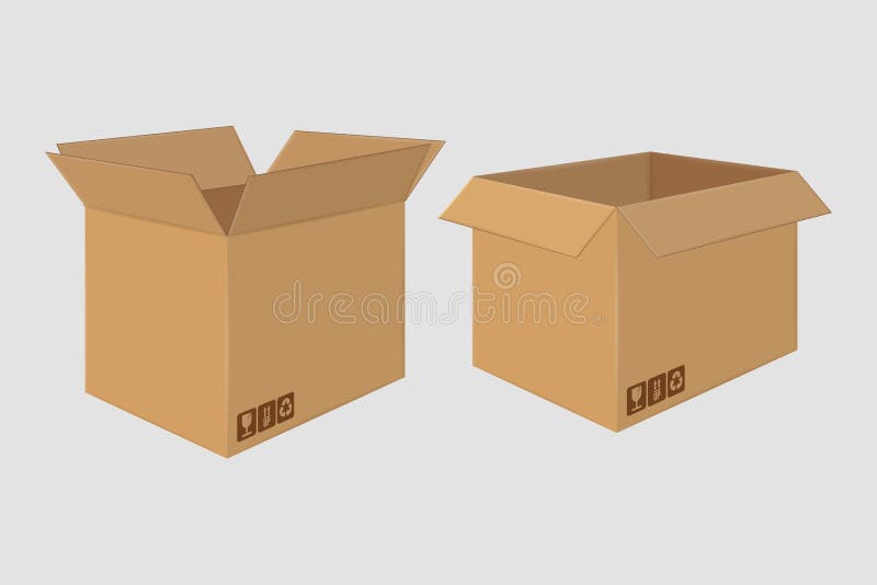Cardboard Open Box. Side View Stock Vector - Illustration of cardboard ...