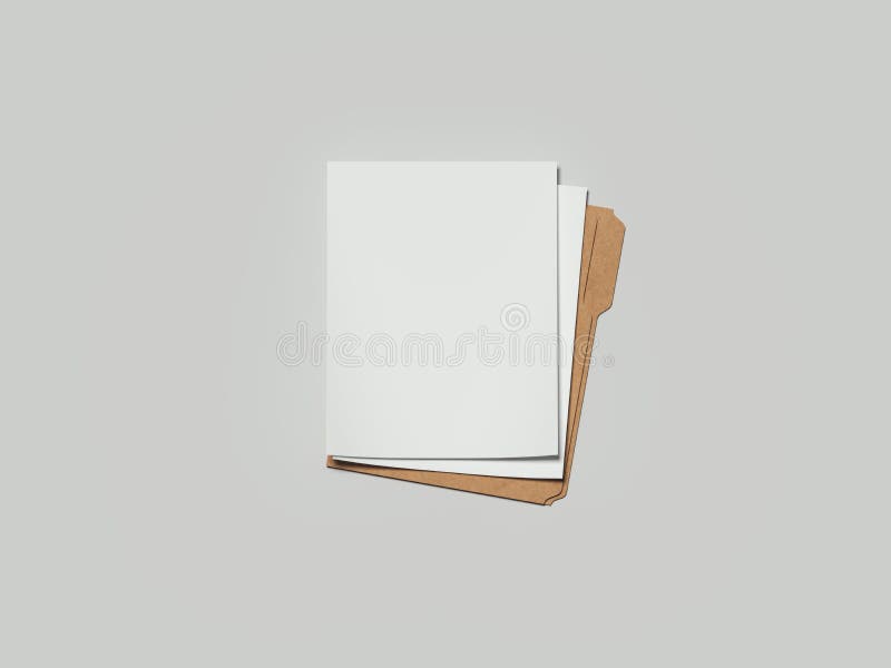 Cardboard Folder with Paper, 3d Rendering Stock Illustration ...