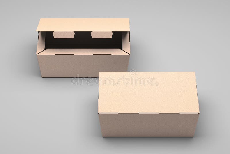 Cardboard Package Box or Food Container - 2 Pcs Open and Closed Stock ...