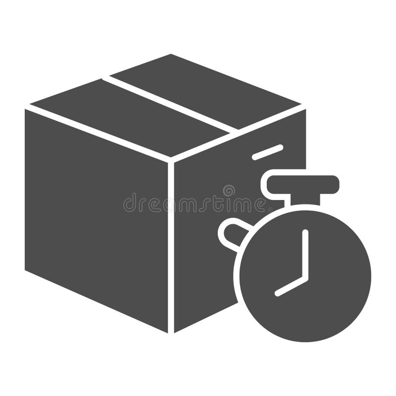 Cardboard Package with Clock Solid Icon, Delivery and Logistics Symbol ...