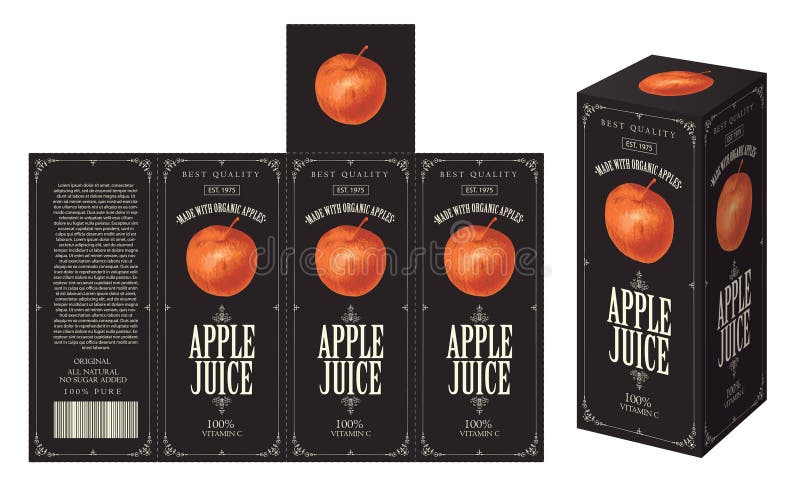 Cardboard Packaging Box for Apple Juice Stock Illustration ...