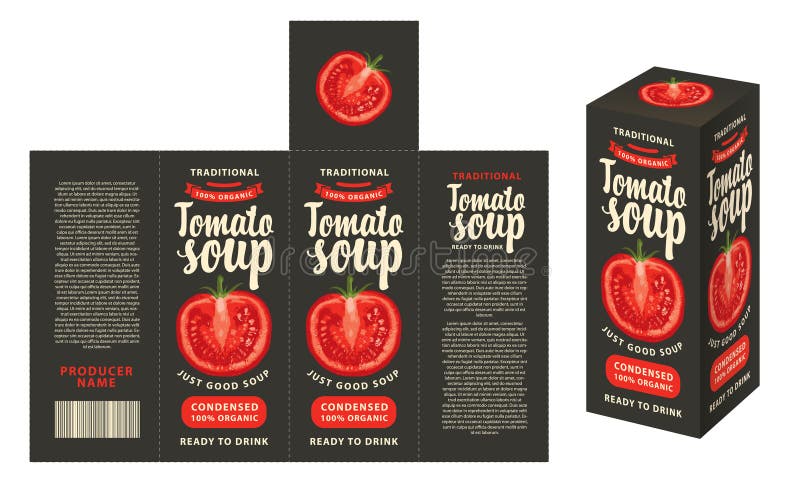 Cardboard Packaging Box for Tomato Soup Stock Vector - Illustration of ...