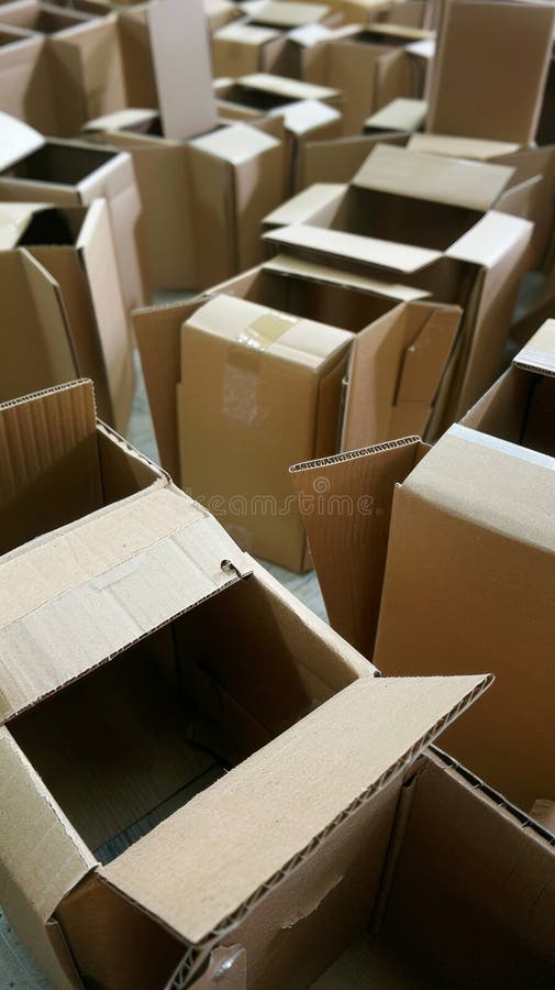 Cardboard Packaging Boxes in Empty Room, Moving Preparation Stock ...