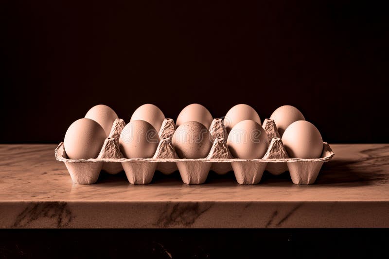 Cardboard Packaging with Chicken Eggs in the Color Mocha Mousse. Stock ...