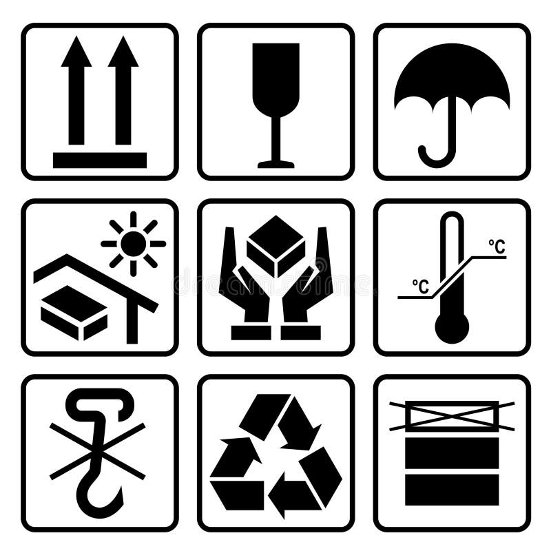 Cardboard Packaging Icon Set Stock Vector - Illustration of arrow ...